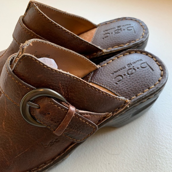 boc | Shoes | Boc Brown Leather Clog Mule Slide Shoes Buckle | Poshmark